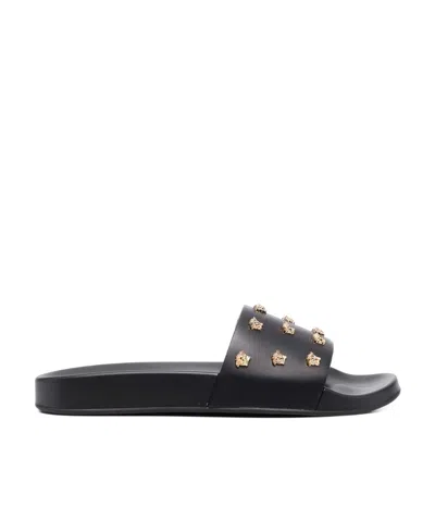 Versace Medusa Stud Pool Slides In Black | ModeSens