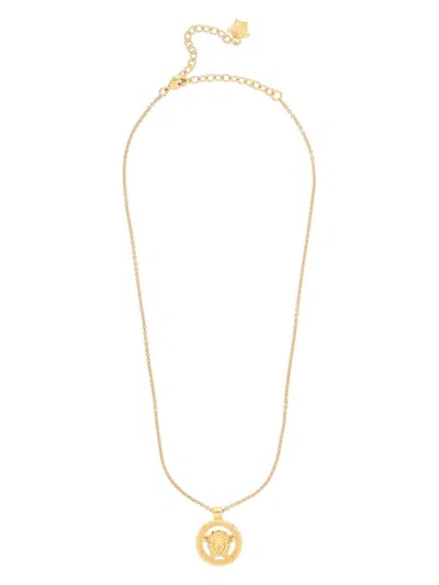 Versace Men's Lion Head Round Adjustable Necklace In Gold | ModeSens