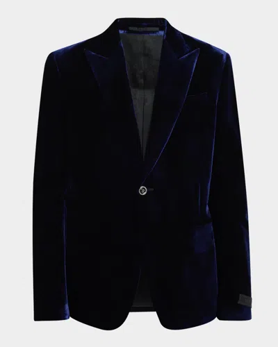 Versace Men's Liquid Velvet Dinner Jacket In Navy Blue | ModeSens