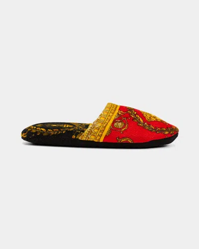 Versace Men's Medusa Head Slippers In Red/gold/black | ModeSens