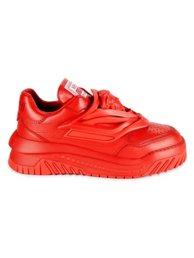Versace Men's Odissea Medusa Platform Court Sneakers In Red | ModeSens