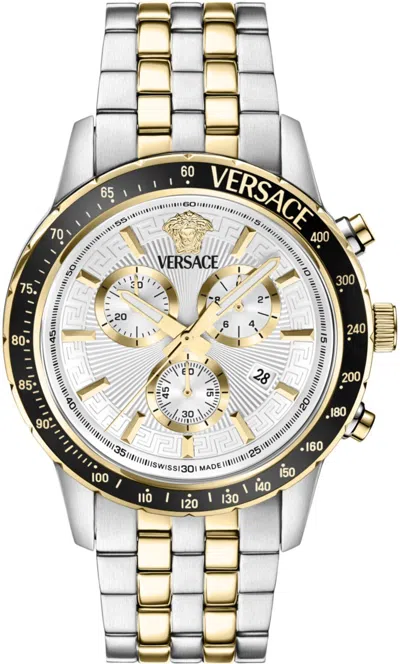 Versace Men's Sport Chrono 44mm Quartz Watch In Silver | ModeSens