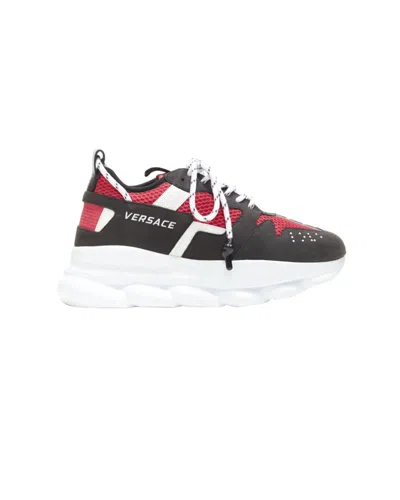 Versace New Chain Reaction Black Red Suede Low Top Chunky Sneaker In ...