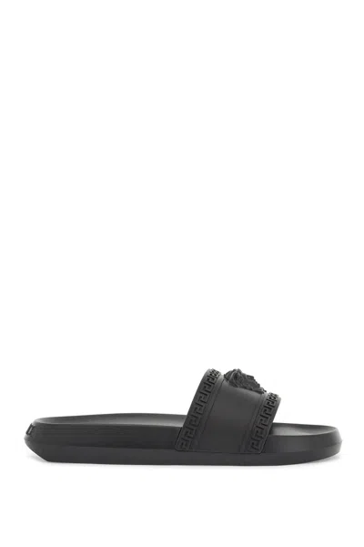 Versace Palazzo Rubber Slides In Black | ModeSens