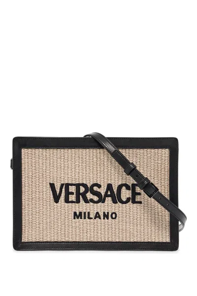 Versace Raffia Pouch For Men In Multicolor | ModeSens