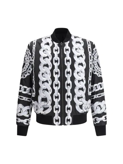Versace Reversible Jacket In Black+silver | ModeSens