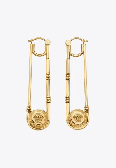 Versace Safety-pin Earrings In Gold | ModeSens