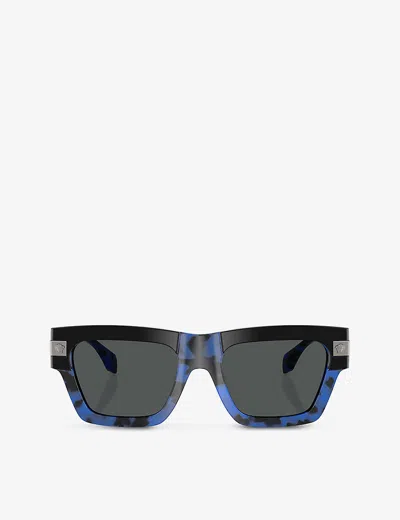 Versace Womens Blue Ve4464 Rectangle-frame Acetate Sunglasses | ModeSens