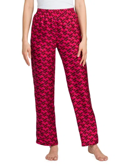Versace Women's Greek Signature Silk Pajama Pants In Parade Red | ModeSens
