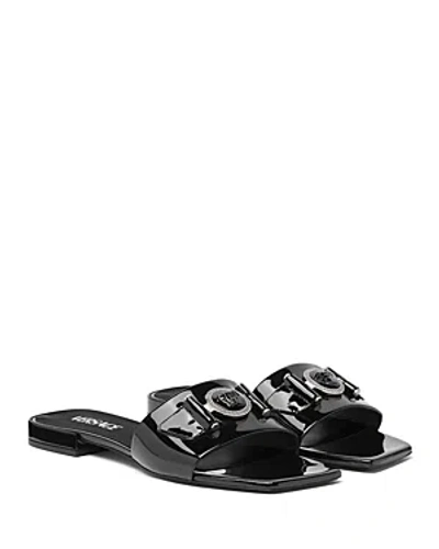 Versace Women's Medusa Medallion Flat Slide Sandals In Black | ModeSens