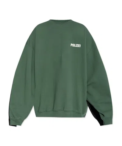 Vetements Polizei Sweatshirt In Green | ModeSens