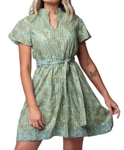 Victoria Dunn Rosemary Mini Dress In Bright Sage In Blue | ModeSens