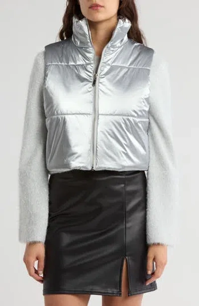 Vigoss Metallic Puffer Vest In Silver | ModeSens