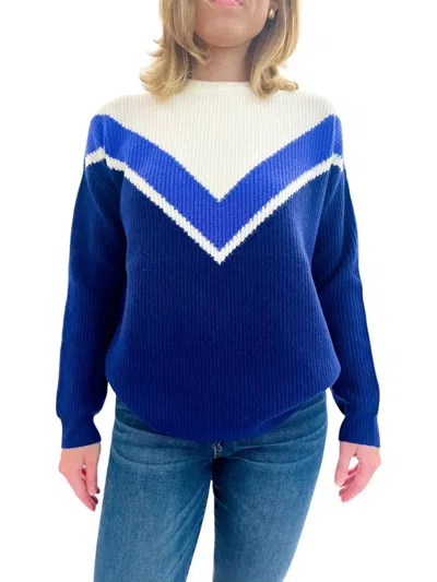 Vilagallo Cozy Accent Sweater In White/navy In Multi | ModeSens