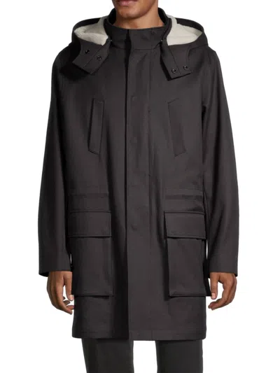 Vince Men's Woven Faux Shearling Lined Parka In Soft Black | ModeSens