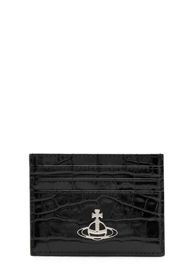 Vivienne Westwood Crocodile-effect Leather Card Holder In Black | ModeSens