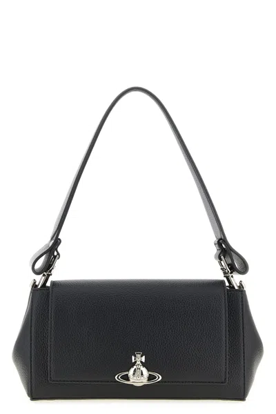 Vivienne Westwood Black Hazel Grain Medium Shoulder Bag | ModeSens