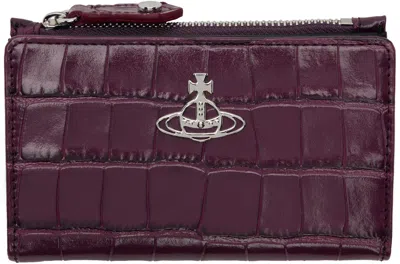 Vivienne Westwood Purple Crocodile Slim Flap Card Holder In Aw24-j403 | ModeSens