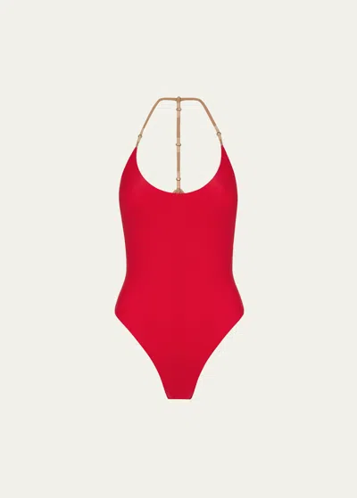 Vix Solid Layla Brazilian One-piece Swimsuit In Red Poppy | ModeSens
