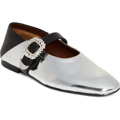 Wales Bonner Glide Metallic Convertible Heel Mary Jane Flat In Silver ...