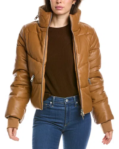Walter Baker Edwina Leather Puffer Jacket In Brown | ModeSens