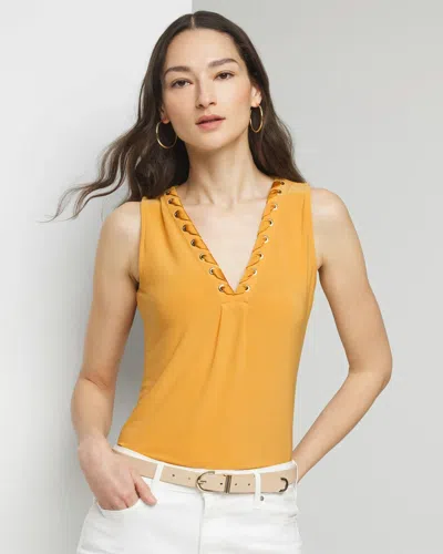 White House Black Market Matte Jersey Lace Notch Neck Tank Top In ...