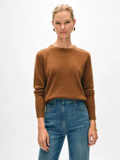 White + Warren Cashmere Crewneck Top In Cedar Brown | ModeSens