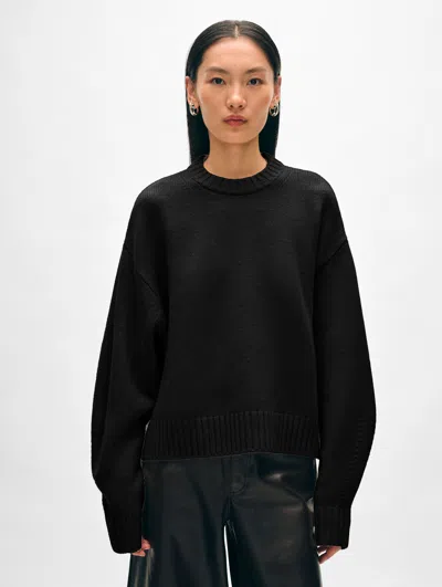 White + Warren Merino Cashmere Drop Shoulder Crewneck Top In Black ...