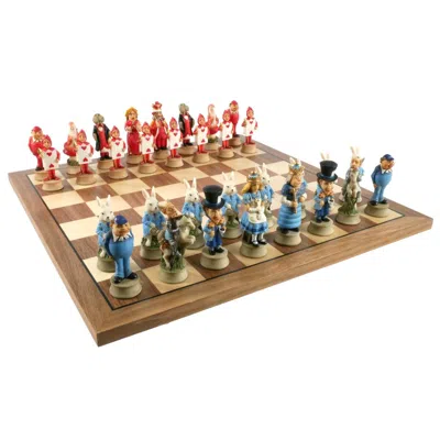 Worldwise Imports Alice In Wonderland Chessmen On Chess Board Set ...