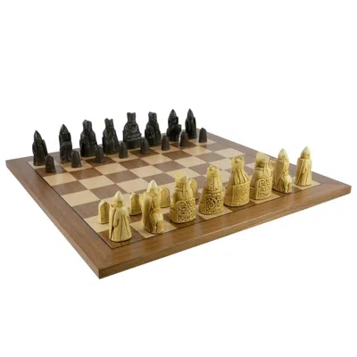 Worldwise Imports Isle Of Lewis Resin Chessmen On Chess Board Set ...