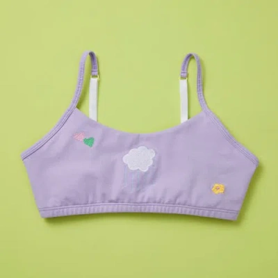 Yellowberry Kids' Sunshine Embroidered Cotton Bra In Lavender | ModeSens