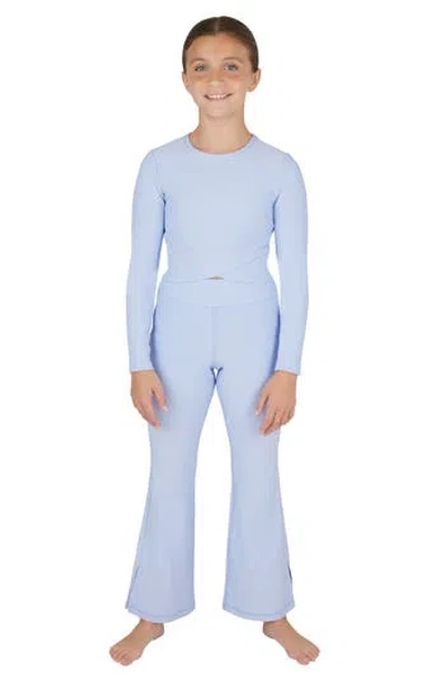 Yogalicious Kids' Crossover Flare Top & Flare Leggings Set In Blue ...