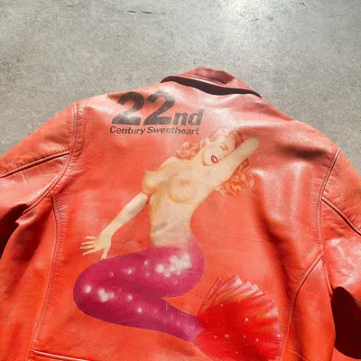 Pre-owned Yohji Yamamoto Runway Aw91 6.1 “the Men” Pin-up Mermaid Leather Jacket In Orange ...