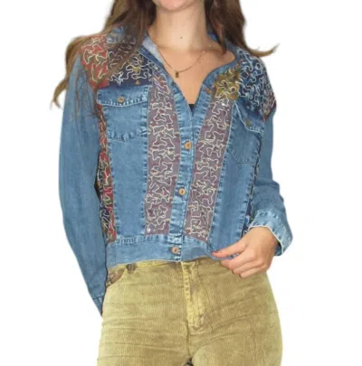 Young Threads Oil Spill Squiggle Jacket In Denim In Multi | ModeSens