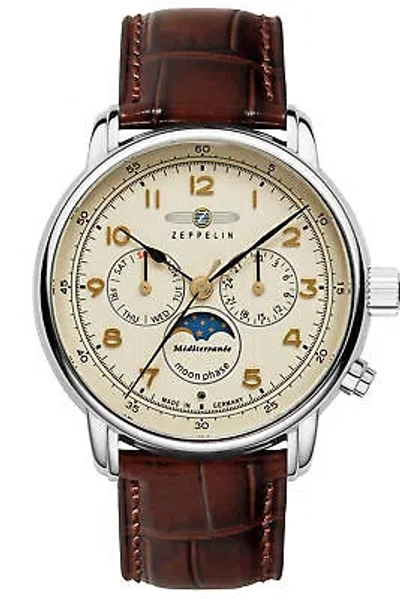 Pre-owned Zeppelin Men's Watch 100 Years Mediterranée Moon Phase 9636-5 ...