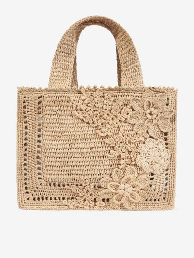 Zimmermann Kids' Girls Floral Raffia Mini Tote Bag In Neutral | ModeSens