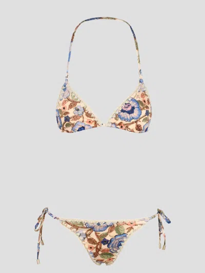Zimmermann Junie Crochet Edge Bikini In Multicolor Modesens