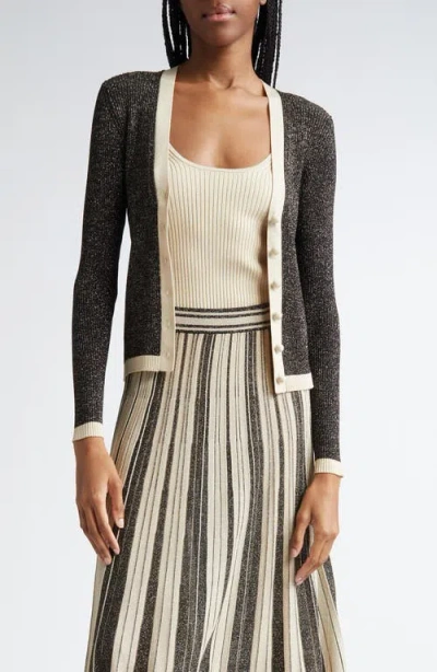 Zimmermann Metallic Rib Cardigan In Black/gold | ModeSens