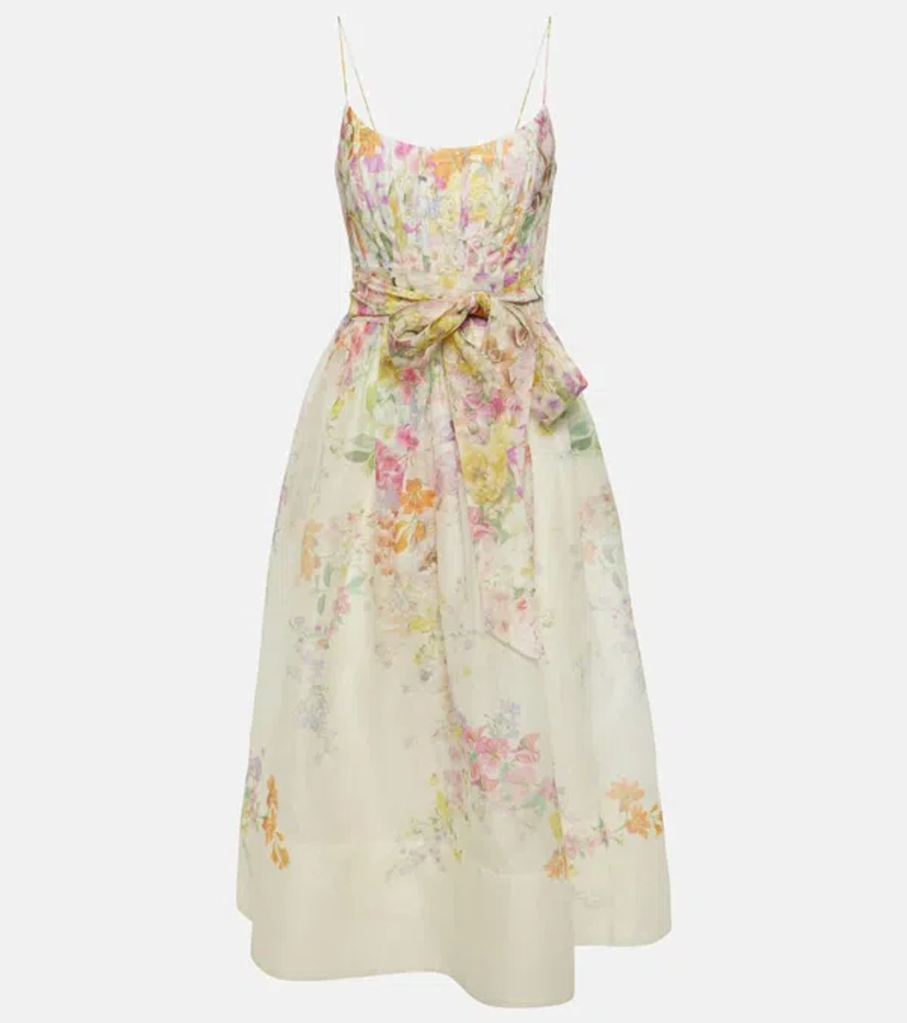 Zimmermann Natura Floral Corset Midi Dress In Kaleidoscope Garden ...