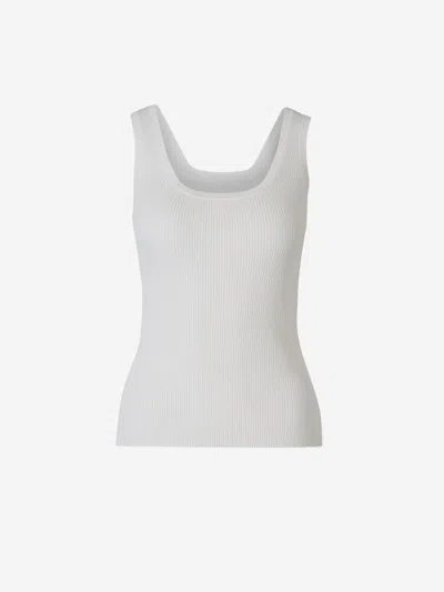 Zimmermann Ribbed Knit Top In White | ModeSens