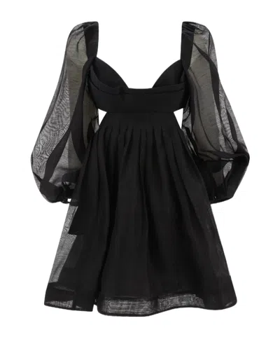Zimmermann Short Mini Dress In Black | ModeSens
