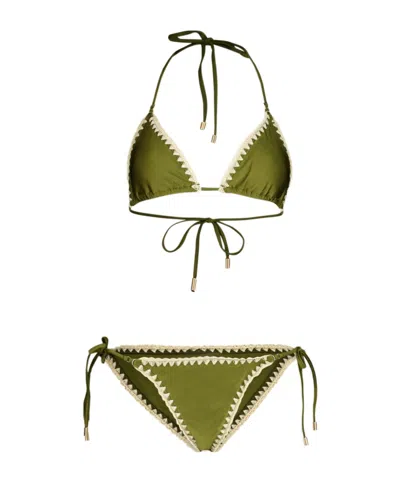 Zimmermann Triangular Bikini Set In Green | ModeSens
