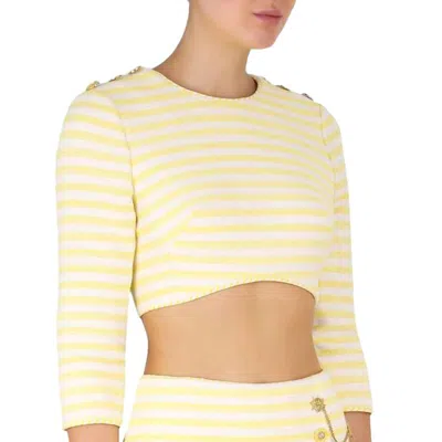 Zimmermann Women's High Tide Crop Bodice In Yellow-cream Stripe | ModeSens