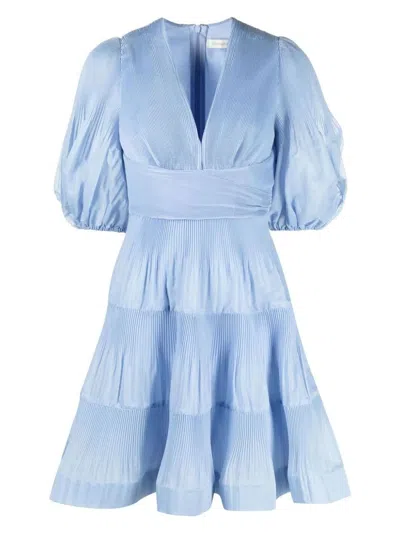 Zimmermann Women's Puff Sleeve Pleated Minidress In Blue | ModeSens Zimmermann Women's Puff Sleeve Pleated Minidress In Blue | ModeSens