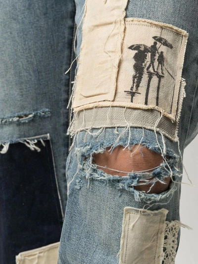 Val Kristopher Patchwork Straight-leg Jeans In Blue | ModeSens