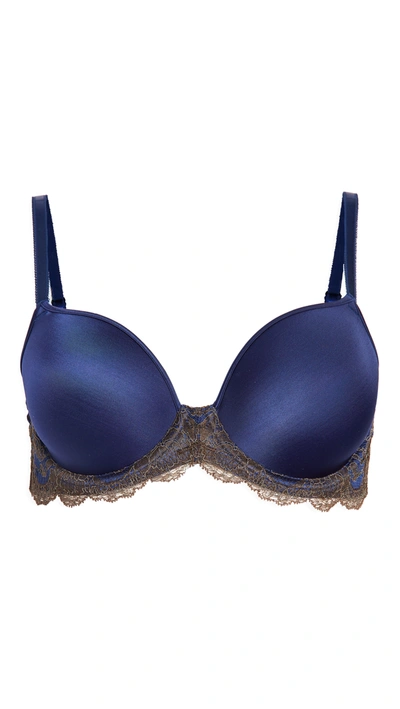 Wacoal Lace Affair Underwire Contour Bra In Blueprint/ Chocolate Brown ...