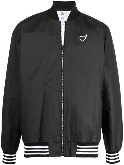 Adidas Originals Heart detail Zip up Bomber Jacket In Black ModeSens