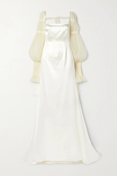 Danielle Frankel Ruby Tulle-trimmed Wool And Silk-blend Satin Gown In ...