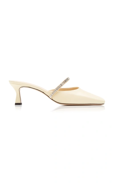 Wandler Isa Mirror-embellished Leather Mules In Neutral | ModeSens