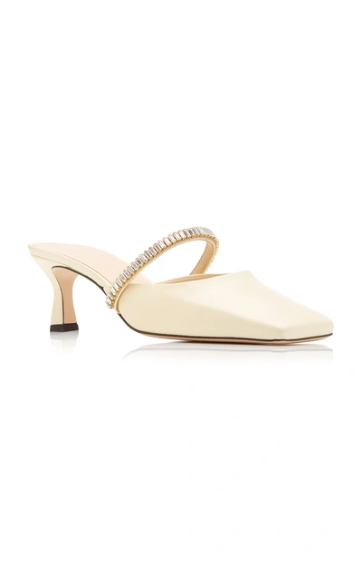 Wandler Isa Mirror-embellished Leather Mules In Neutral | ModeSens